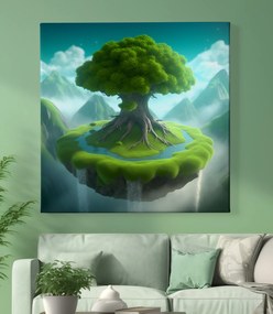 Obraz na plátně - Levitující Strom života na ostrově FeelHappy.cz Velikost obrazu: 120 x 120 cm