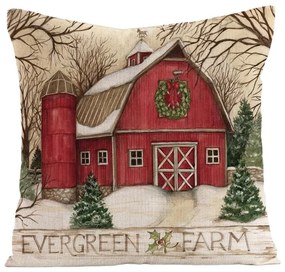 Vánoční povlak na polštář EVERGREEN FARM 45x45 cm, barevný