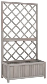 Květináč s mřížkou šedý 70 x 30 x 135 cm masivní jedlové dřevo 316490