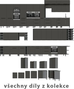 ARIA pi | horní regál 15 G-90 OTW s policemi | VYSOKÝ | 15 cm | antracit
