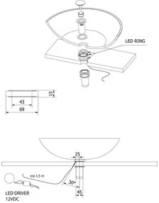 Osvětlení pod skleněné umyvadlo Ledring – Sapho