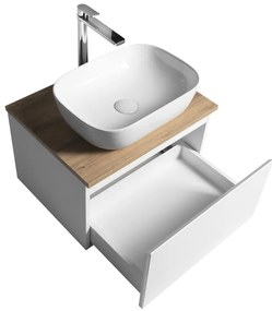 Aqualine Aqualine, ALTAIR skříňka s deskou 58 cm, bílá/dub emporio, AI263-02
