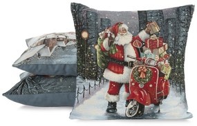VÁNOČNÍ GOBELÍNOVÝ DEKORAČNÍ POVLAK NA POLŠTÁŘ MERRY4 45X45 CM VZOROVANÁ