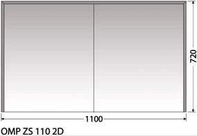 INTEDOOR zrcadlová skříňka dvoudveřová OMP ZS 110 Povrch: 0746 AP HYGIENIC GREY MAT