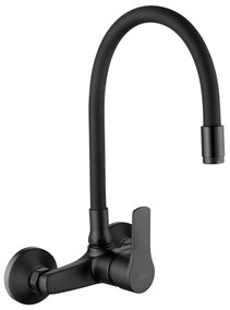 Invena Verso, nástěnná kuchyňská baterie 150mm s elastickým ramenem, černá matná, INV-BC-82-E44-L