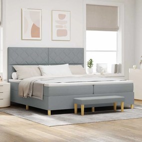Postel s boxspringem s čelo Světle šedá 200 x 200 cm textil 3344401
