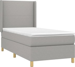 Box spring postel s matrací a LED světle šedá 90x190 cm textil 3138677