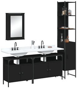 4dílný set koupelnového nábytku černý kompozitní dřevo