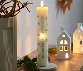 Tchibo - Svíčka s adventním kalendářem s LED - barva: bílá