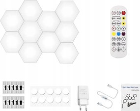 10 X Nástěnné Svítidlo Šestiúhelník Rgb Náladové Světlo Ve Hře +dálkový Ovladač