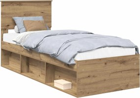 Rám postele Umělecký dub 75 x 190 cm Masivní borové dřevo 3410671