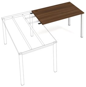 Stůl pracovní řetězící do úhlu 120 cm - Hobis Uni US 1200 RU Dekor stolové desky: ořech, Barva nohou: bílá