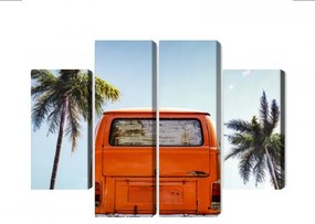 Vícedílný obraz Retro Auto Mezi Palmami Nedostatek Nedostatek Přírodní plátno 80x60