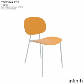 Židle Tondina Pop Barva kovové konstrukce: Matt white 30, Barva sedáku a opěradla z recyklovaného plastu: Peach IR1034