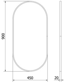 Mexen Loft, oválné koupelnové zrcadlo 90 x 45 cm, barva rámu černá matná, 9851-090-045-000-70