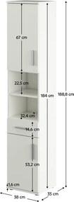 Vysoká skříňka, matná bílá, LESSY NEW 05