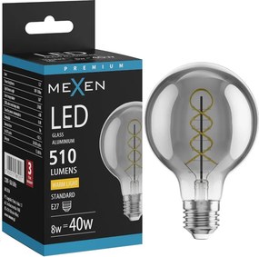 Mexen Vintis, LED filamentová žárovka E27, G80, 8 W, teplá bílá 2700K, kouřová, L165-E27-0827-70