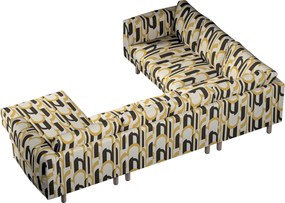 Potah na pohovku IKEA Norsborg rohová, 5-místná se šezlongem barva vícebarevná látka pletený vzor, vzorované