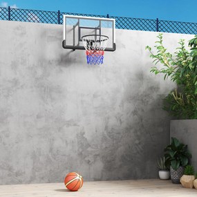 SPORTNOW basketbalový koš s deskou pro venkovní a vnitřní použití, basketbalová deska s ocelovou obroučkou Ø45 cm a sítí, montáž na zeď, basketbalová…