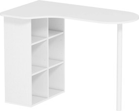 HOMCOM psací stůl s oblou deskou, 6 přihrádek a 4 nastavitelné police, MDF/ocel, 100 x 59 x 75,5 cm, bílá