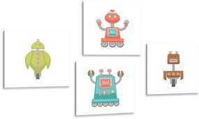 Set obrazů parta robotů Varianta: 4x 40x40