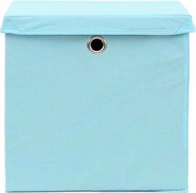 Úložné boxy s víky 4 ks bledě modré 32 x 32 x 32 cm textil 288374