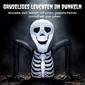 Outsunny Nafukovací Halloween kostlivec, vylézající ze země, s LED světly, strašidelná dekorace pro vnitřní i venkovní použití