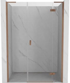 Mexen Mist-H L sprchové dveře otočné pravé 130 cm, transparentní, kartáčovaná měď - 8A5L-130-001-65-00-P
