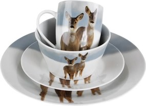 Porcelánový jídelní talíř se srnkami - Ø 27*3cm