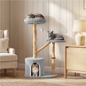 Škrabadlo pro kočky – světle šedá, 60 cm (délka) × 40,5 cm (šířka) × 104 cm (výška), 104 cm (267786932044)