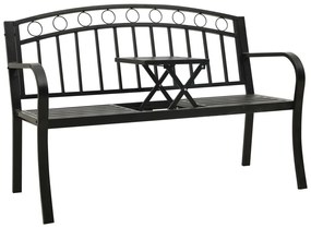 312040 vidaXL Zahradní lavice se stolem 125 cm ocel černá