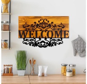 Asir Nástěnná dekorace 58x36 cm vítejte dřevo/kov 899SKL2687