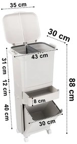 Odpadkový koš NARDAN 42 l šedý