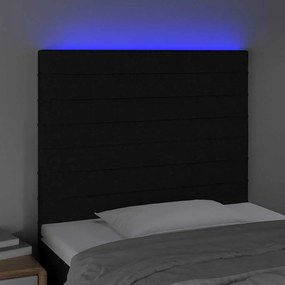 Čelo postele s LED černé 100x5x118/128 cm textil 3122556