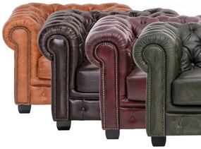 furniture-nabytek.cz - Křeslo Chesterfield z pravé kůže vintage světle hnědá