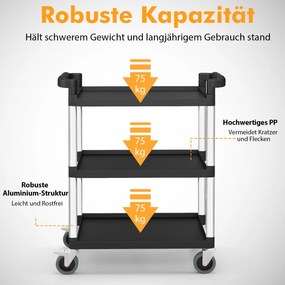 Costway 3patrový servírovací vozík, přepravní vozík pro velké zatížení