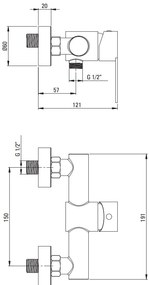 Deante Neo Lupo, nástěnná sprchová baterie, ocelová, DEA-BLU_F40M
