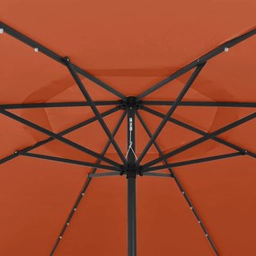 Zahradní slunečník s LED osvětlením 400 cm terakotový 312535