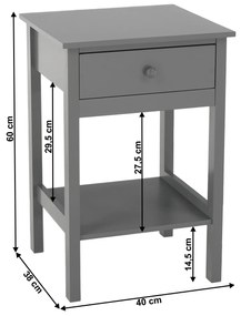 Kondela Noční stolek, šedá, MALISE