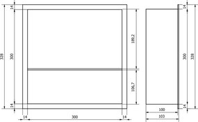 Mexen X-Wall-R, polička na zapuštění na obklad s límcem 30 x 30 cm, bílá, 1920303010S