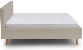 Béžová látková bouclé dvoulůžková postel Meise Möbel Mattis 180 x 200 cm s úložným prostorem