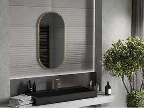 Mexen Loft oválné koupelnové zrcadlo 90 x 45 cm, zlatý rám - 9851-090-045-000-50