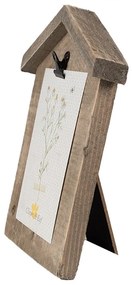 Hnědý antik dřevěný fotorámeček domek s klipem Clipp - 17*3*21 cm / 10*15 cm