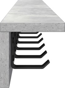 věšák, nástěnný, s poličkou, kompozitní dřevo, 10,5x100x10,5 cm, beton šedá, Dekorino TK20260046