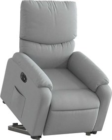 Elektrické zvedací polohovací křeslo světle šedé textil 3204848