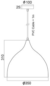 ACA DECOR Závěsné stropní svítidlo ROXANNE, bílá barva, průměr 35 cm