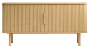 Nízká komoda v dekoru dubu s posuvnými dveřmi v přírodní barvě 76x160 cm Cavo – Unique Furniture