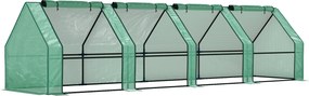 Outsunny Skleník se zipovým oknem, zimovzdorný foliový skleník z oceli 360 x 90 cm Zelený