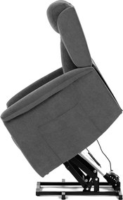 Polohovací křeslo, elektrické kabelové ovládání, šedá, látka, TV-7072 GREY2