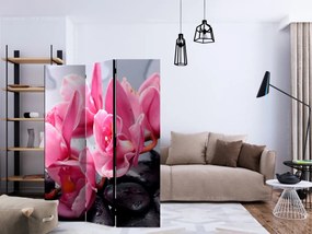 Paraván - Orchid flowers with zen stones [Room Dividers]